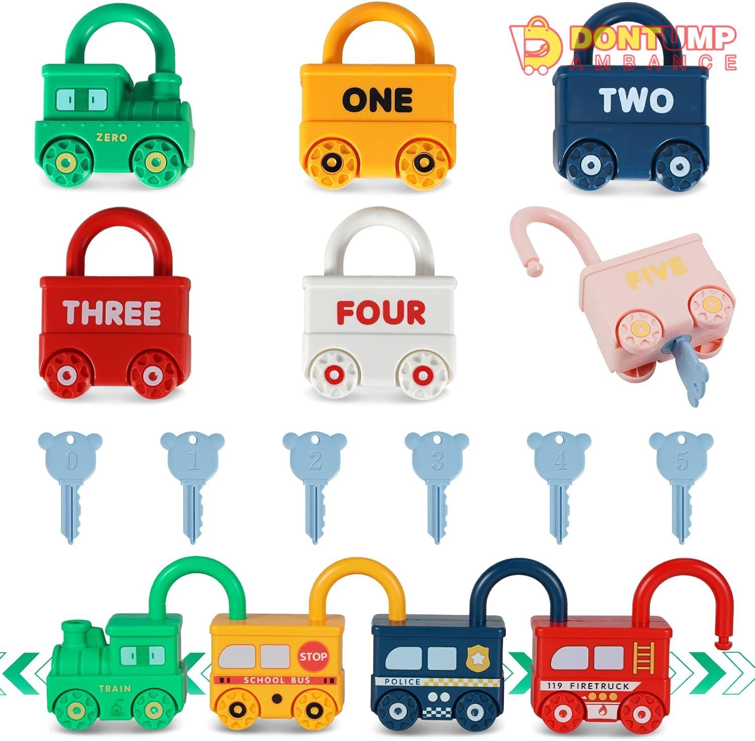 Number Recognition Matching Lock and Key Train Set – 6 pieces – Dontump ...